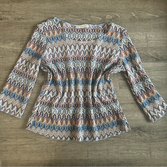 Dress Barn | Tops | Missoni Pattern Bohemian Long Sleeve Knit Top ...